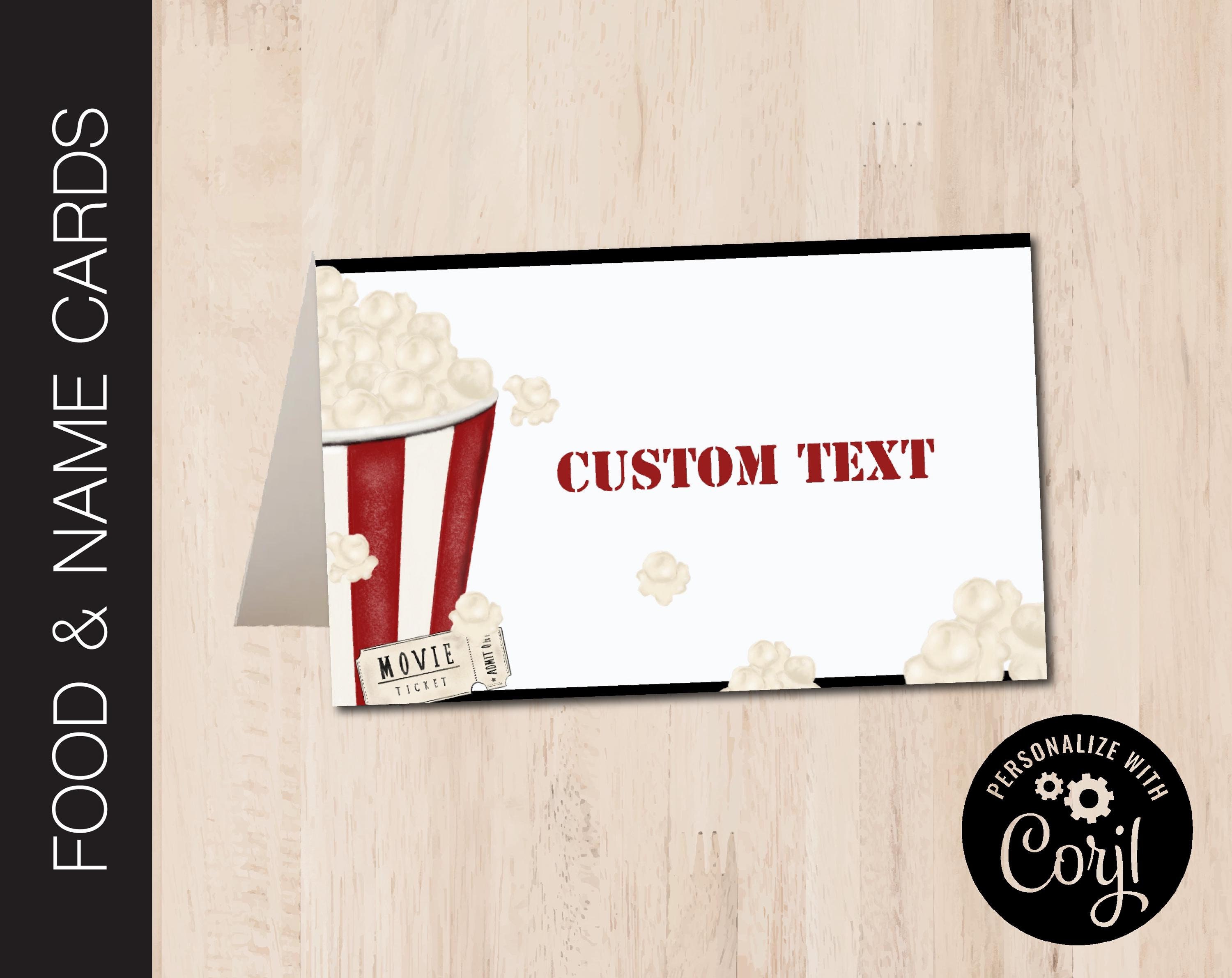 Editable MOVIE NIGHT Party Food Label Tents | Party Food Placards ...