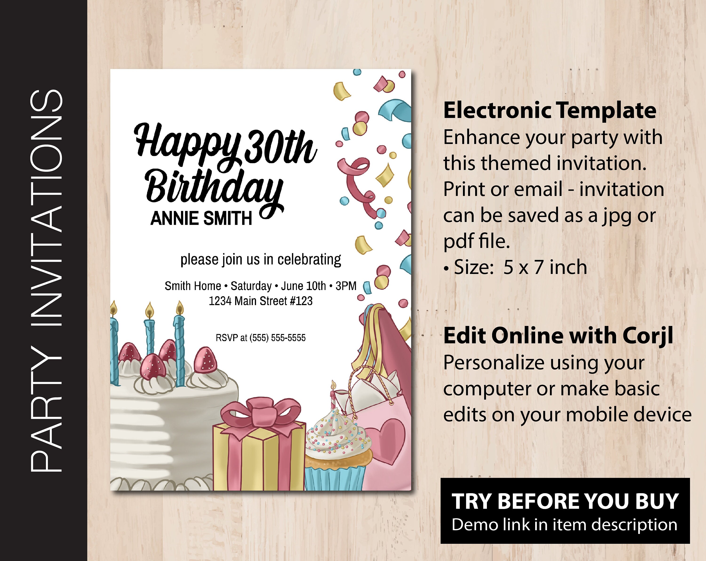 Editable BIRTHDAY Party Invitation | Happy Bday | Add Any Age ...