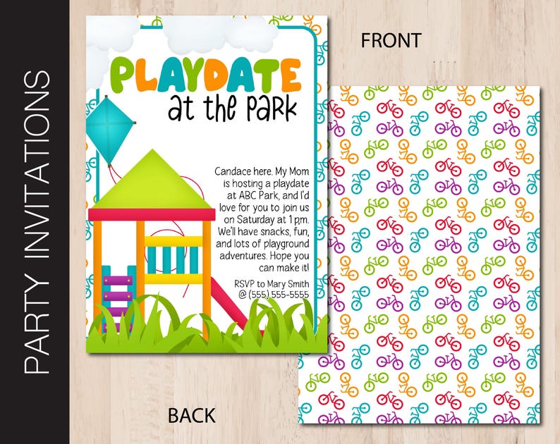Editable PLAYDATE at the PARK Invitation | Kids Get Together | Playtime ...