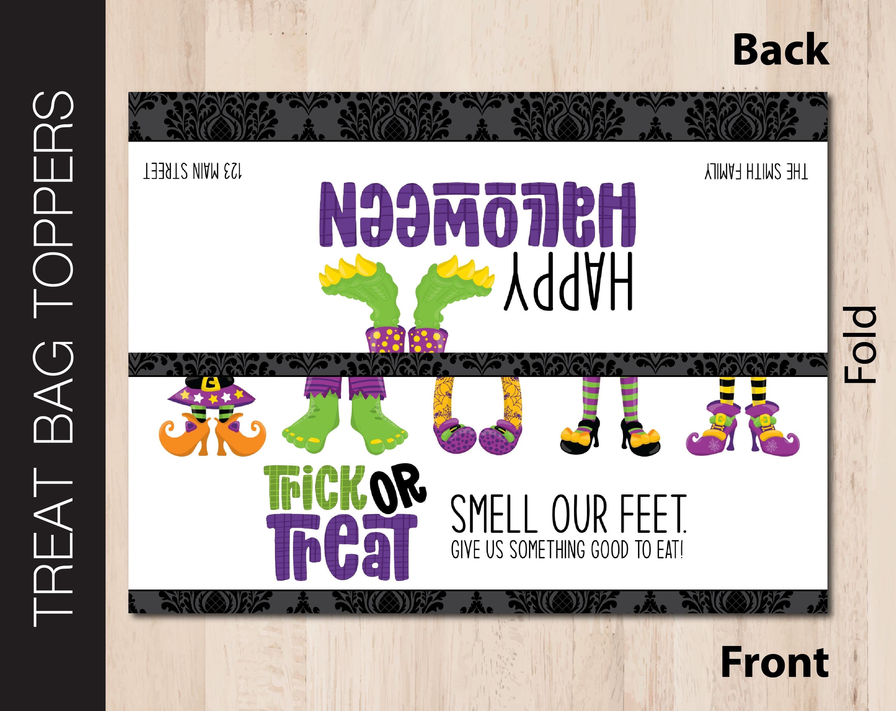 Editable Stinky Feet HALLOWEEN Treat Bag Topper | Candy Bag | Goodie ...