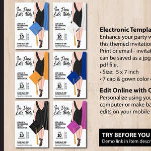 Editable GRADUATION Party Invitation Light Skin Tone | Grad Celebration ...