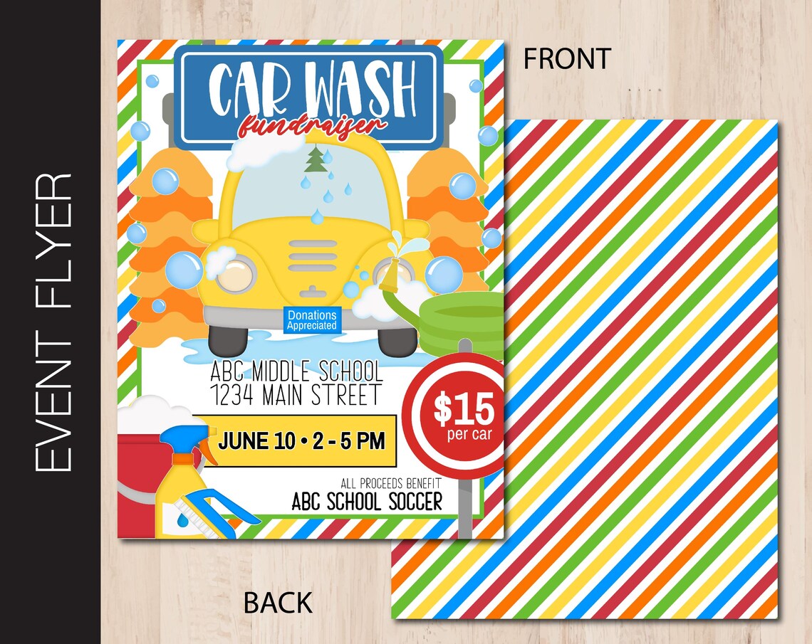 Editable Car Wash Fundraiser Flyer | Custom Car Wash Poster Event ...