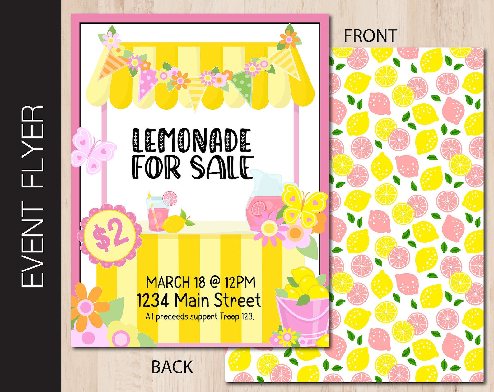 Editable Lemonade Stand Event Flyer | Custom Kids' Fundraiser Poster ...
