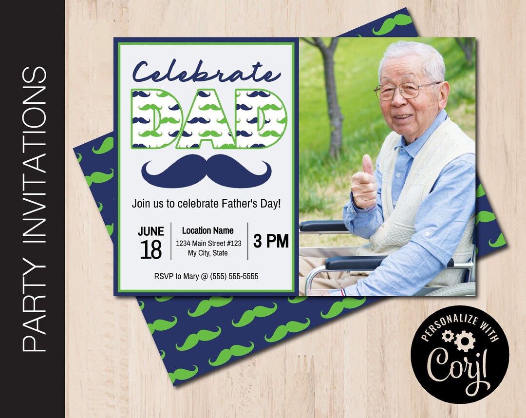Editable DAD Celebration Photo Invitation | Celebrate Fathers Day ...