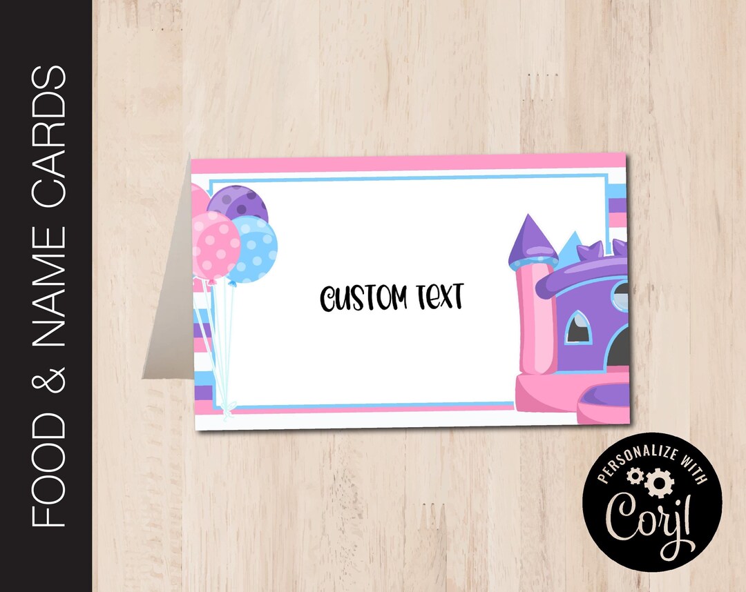 Editable BOUNCE HOUSE Party Food Label Tents | Party Food Placards ...