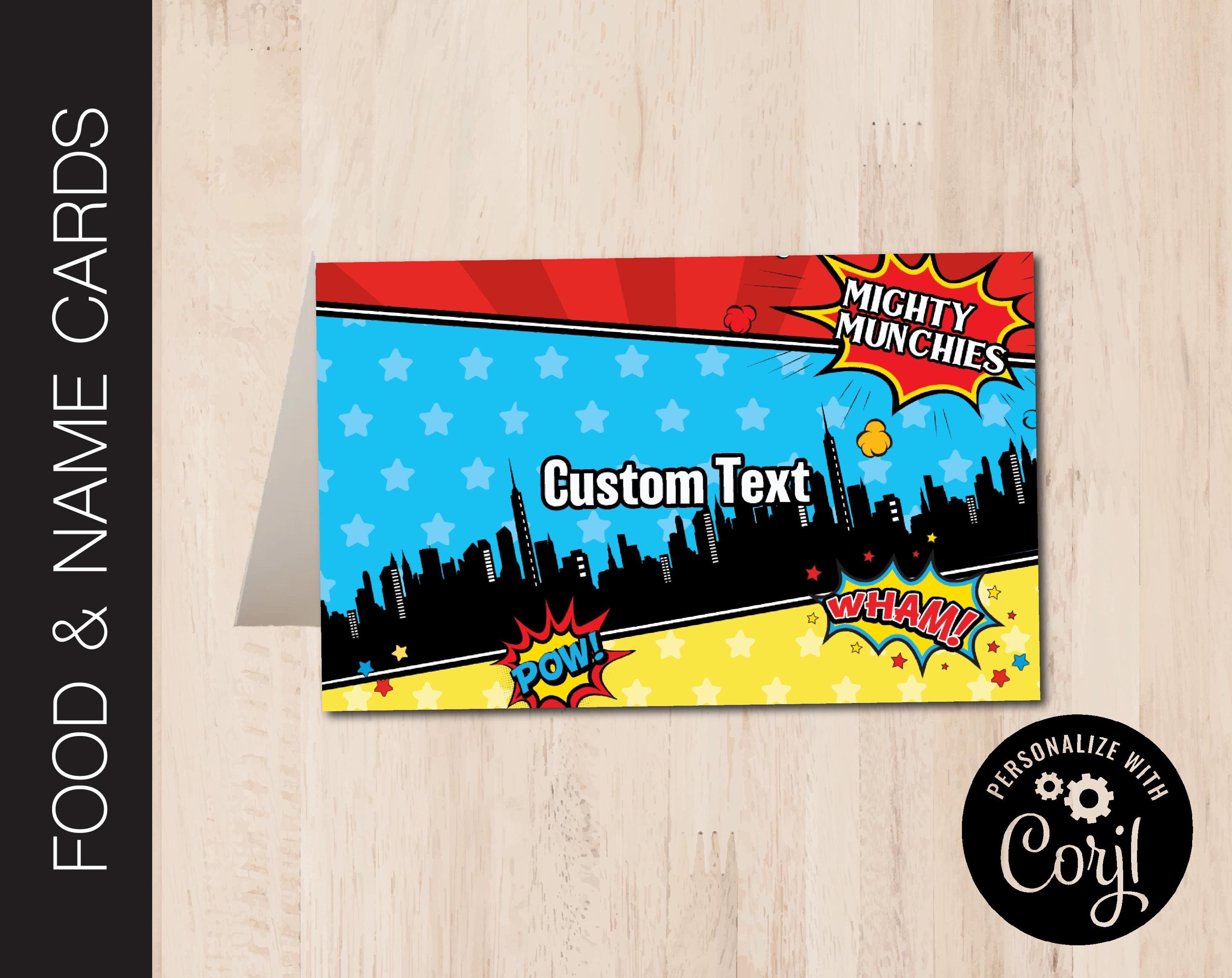 Editable SUPER HERO Party Food Label Tents | Party Food Placards ...