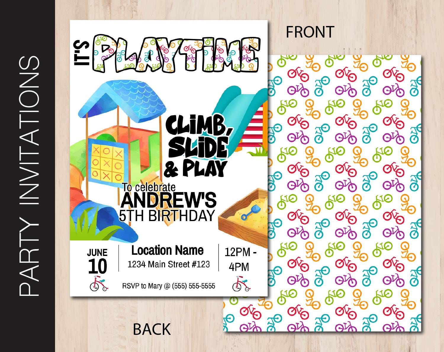 Editable Playtime Party Invitation | Playground Party | Kids Party ...