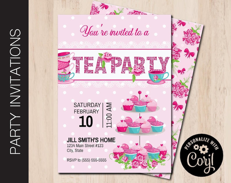 Editable TEA PARTY Invitation | High Tea Invite | Girls Doll Party ...