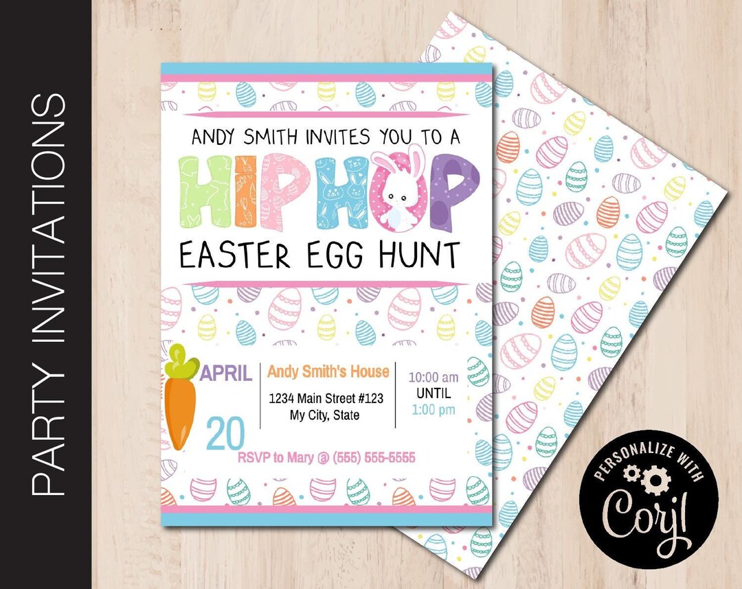 Editable Easter Egg Hunt Party Invitation | Egg Hunt Invite | Easter ...