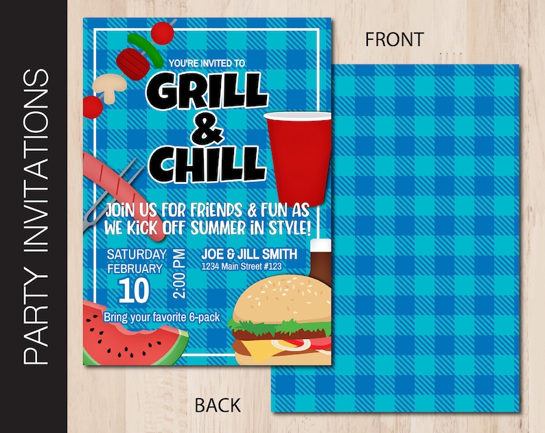 Editable CHILL & GRILL Party Invitation | Barbecue Party | Cook Out ...