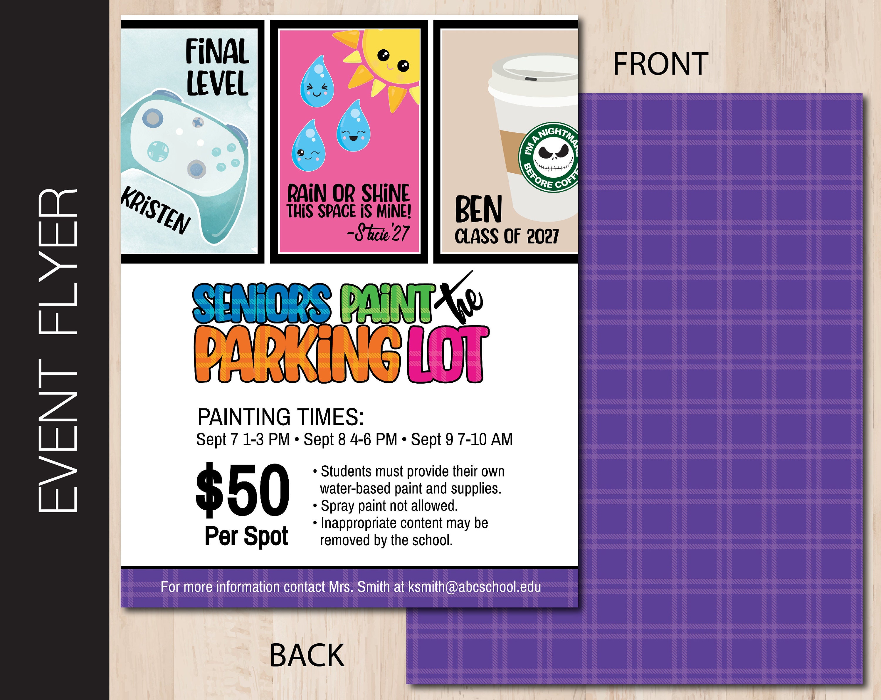 Editable Seniors Paint the Parking Lot Event Flyer | School Art| Fun ...