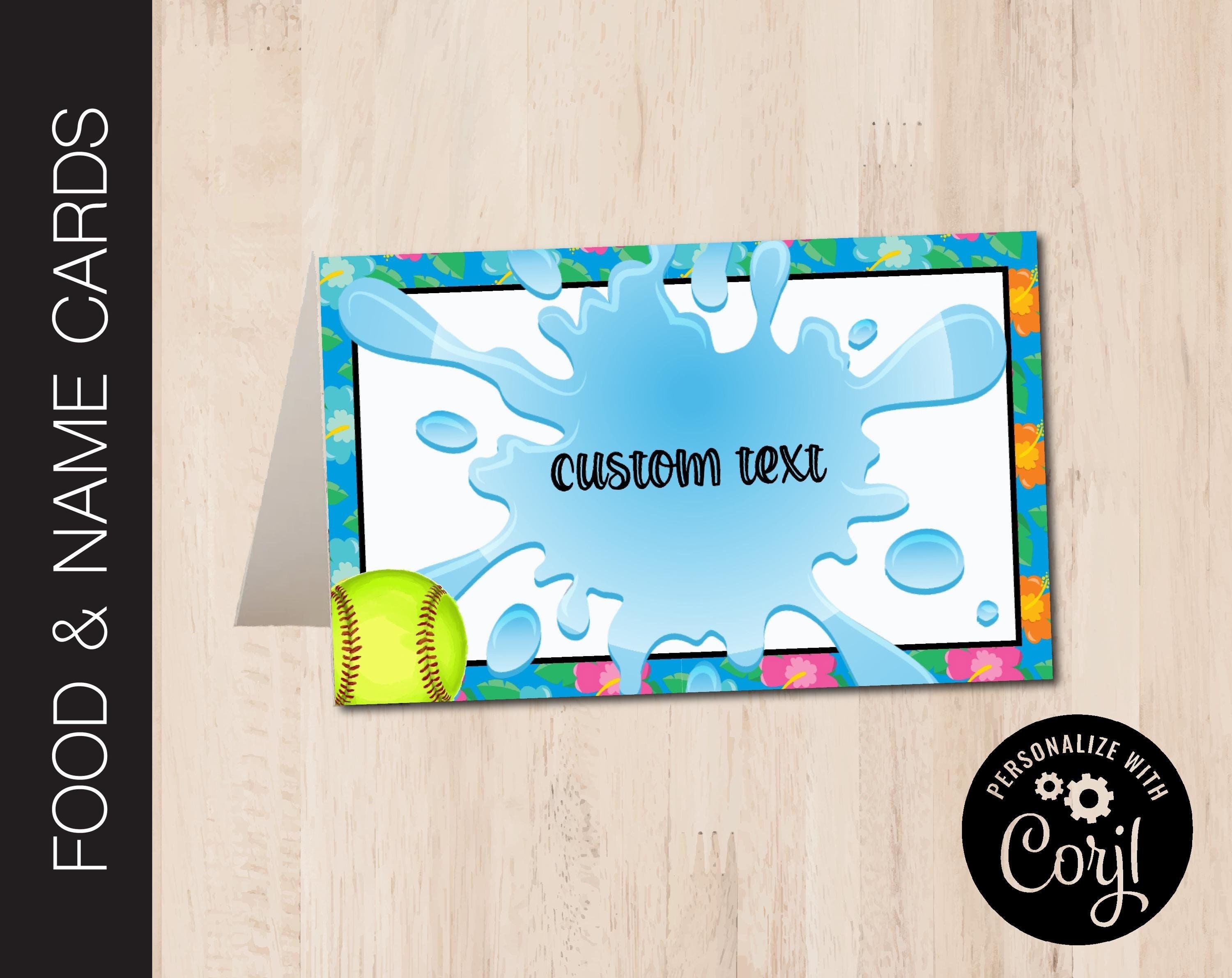Editable SOFTBALL POOL Party Food Label Tents | Party Food Placards ...