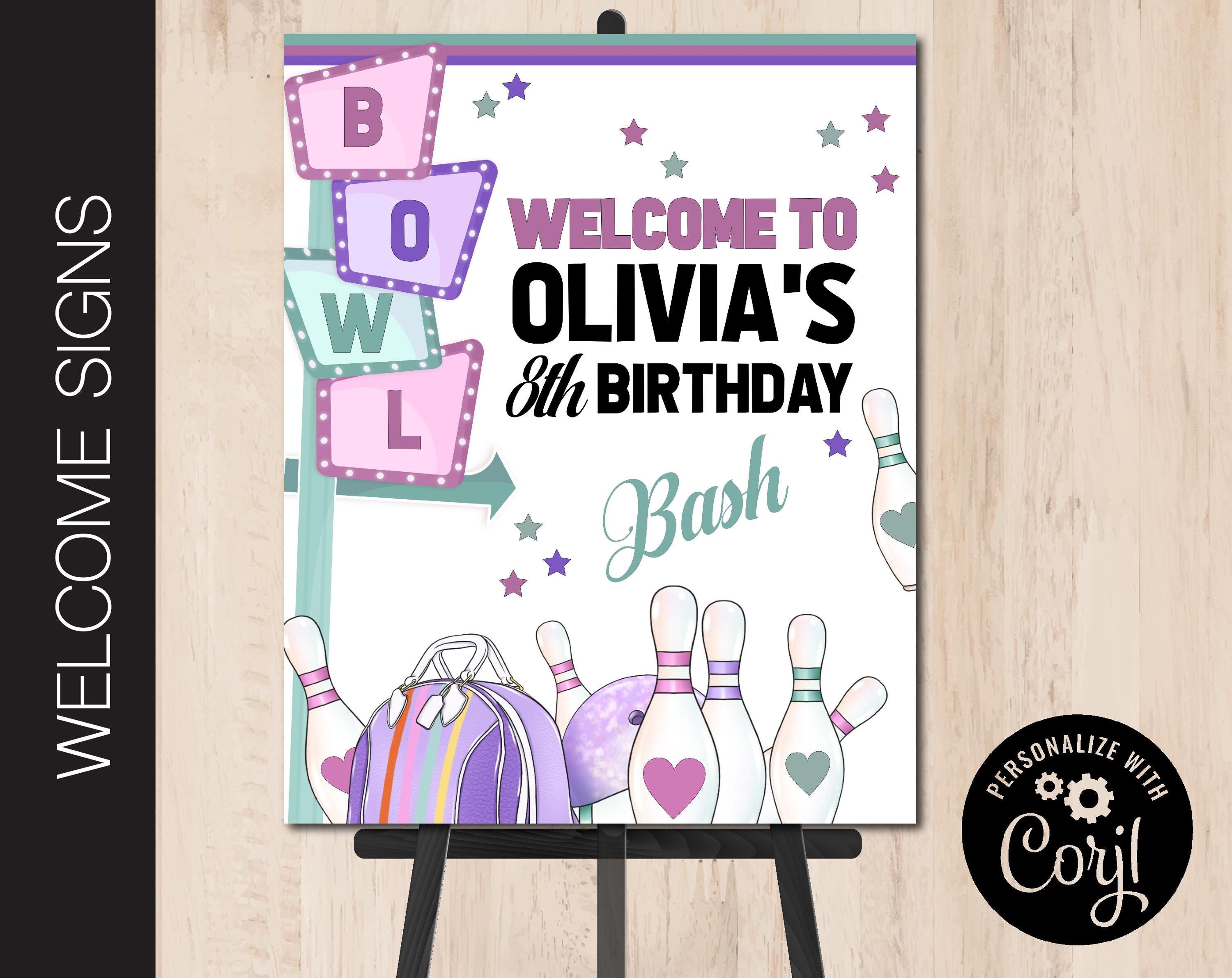 Editable BOWLING Party Welcome Sign | Reception Sign | Entrance Display ...