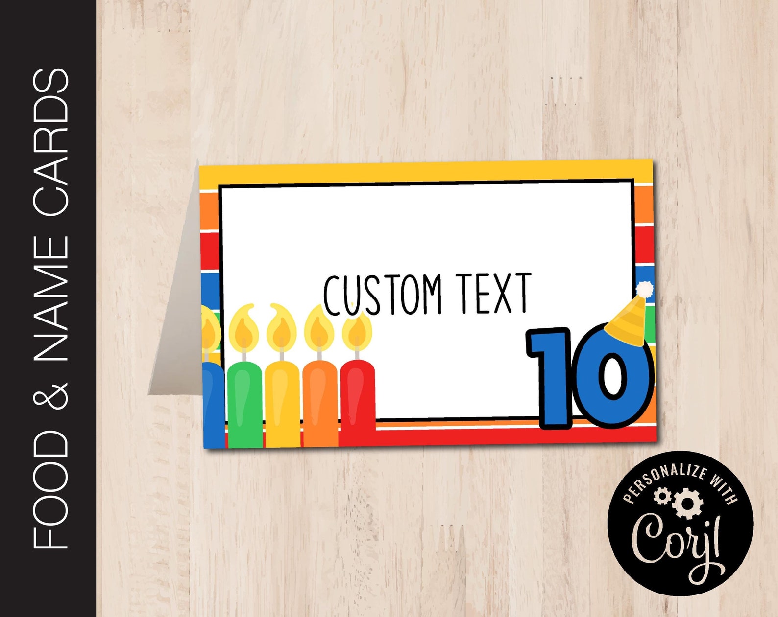 Editable SURPRISE Party Food Label Tents | Candles Party Food Placards ...