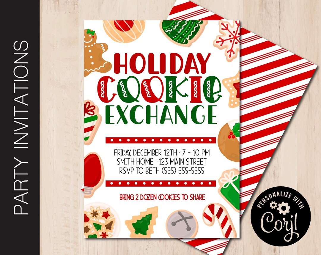 Editable Cookie Exchange Party Invitation | Christmas Party Invite ...