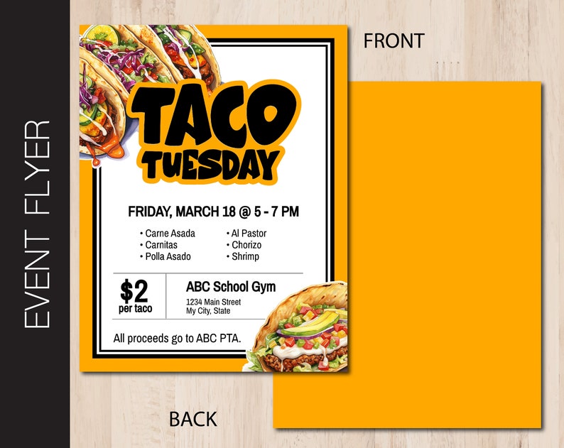 Editable Taco Night Flyer | Custom Taco Tuesday Event Invitation | Taco ...
