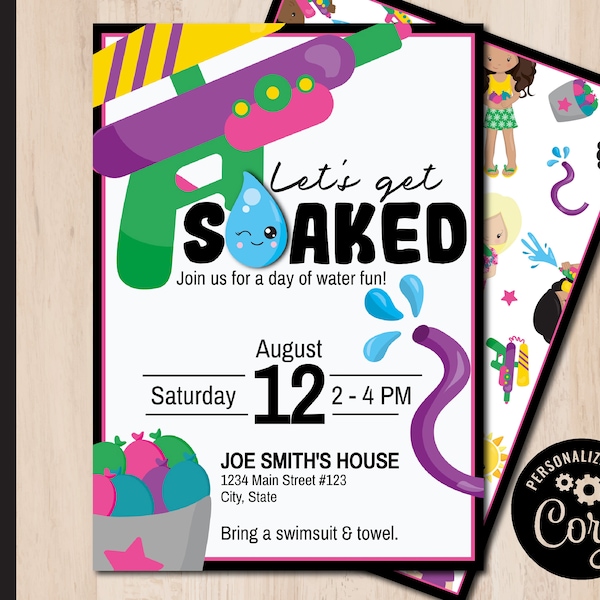 Water Fight Invitation - Etsy