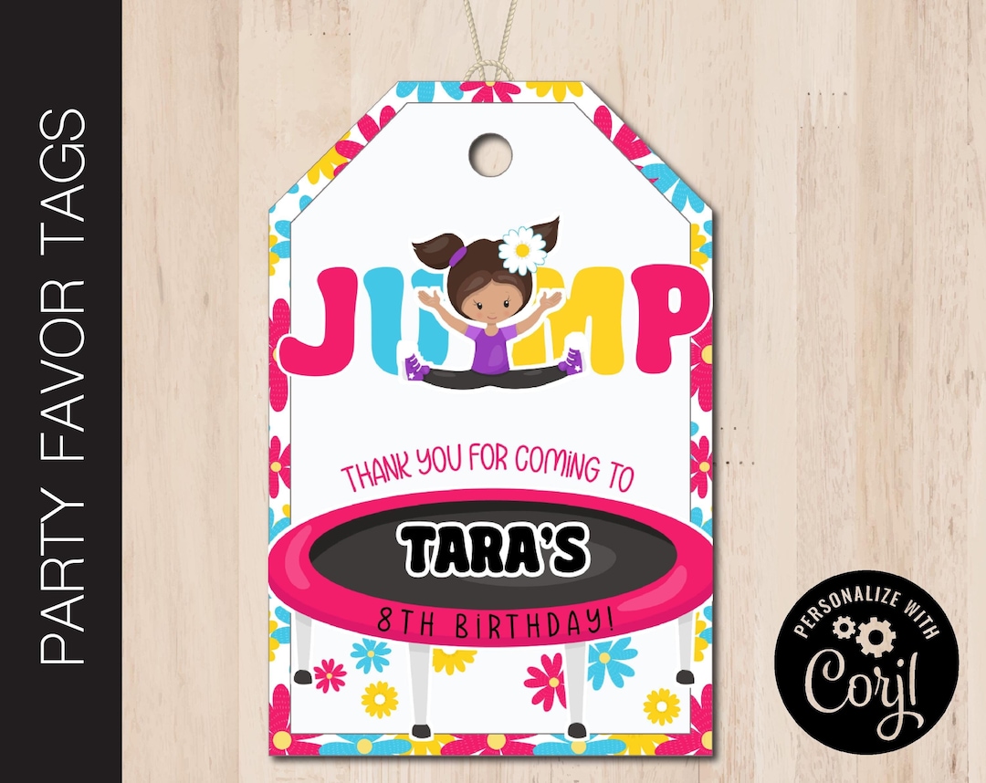 Printable JUMP Party Favor Tags | Party Gift Tag | Goodie Bag Tag ...