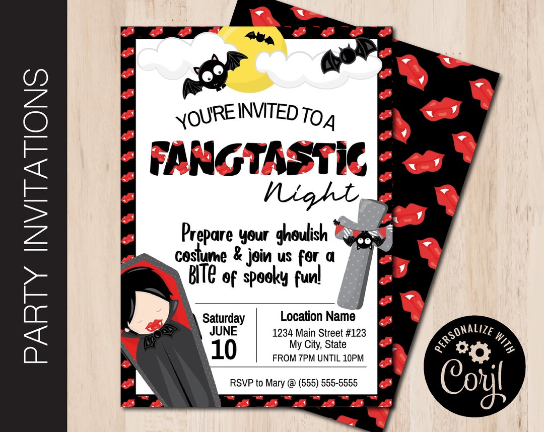 Editable VAMPIRE Halloween Party Invitation | Adult Halloween | Spooky ...