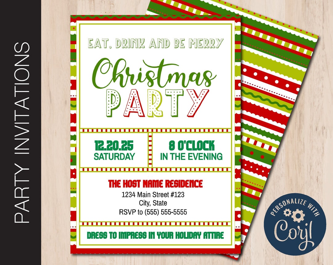 Editable CHRISTMAS Party Invitation | Xmas Party. Holiday Party ...