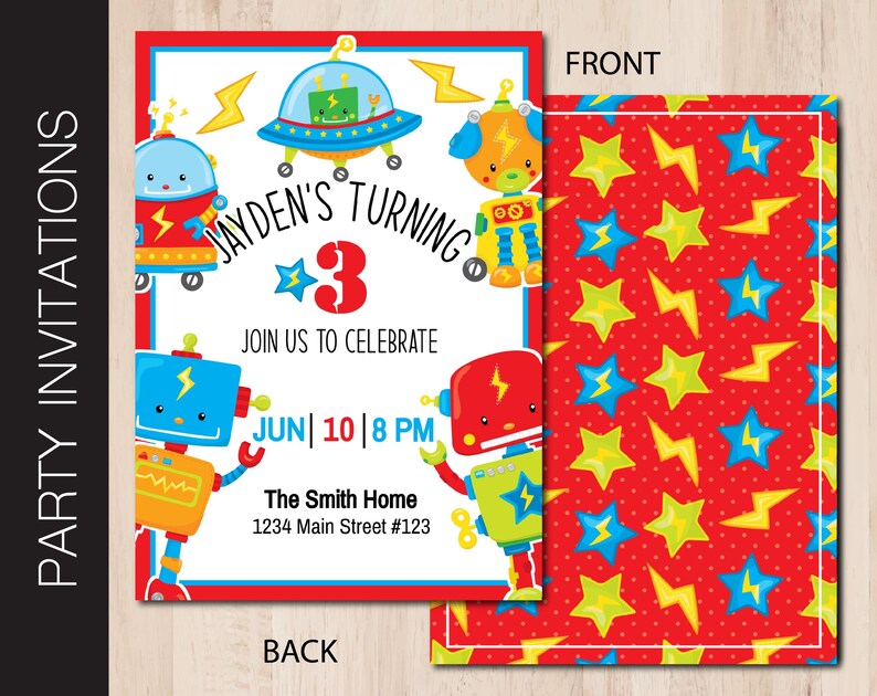 Editable TOY ROBOTS Birthday Party Invitation | Robots Invite | STEM ...