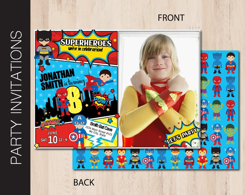 Editable SUPERHEROES BIRTHDAY Party Invitation | Kids Birthday | Heroes ...