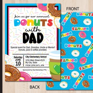 Editable DONUTS With DAD Invitation | Celebrate Fathers | Father's Day ...