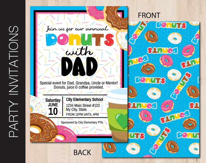 Editable DONUTS With DAD Invitation | Celebrate Fathers | Father's Day ...