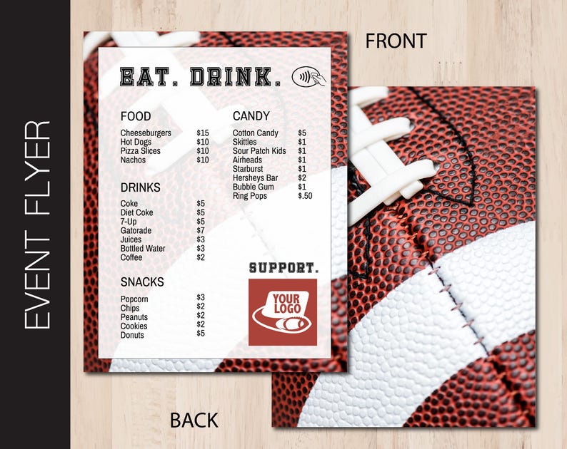 Editable Football Concessions Stand Flyer | Snack Stand Menu | Food ...