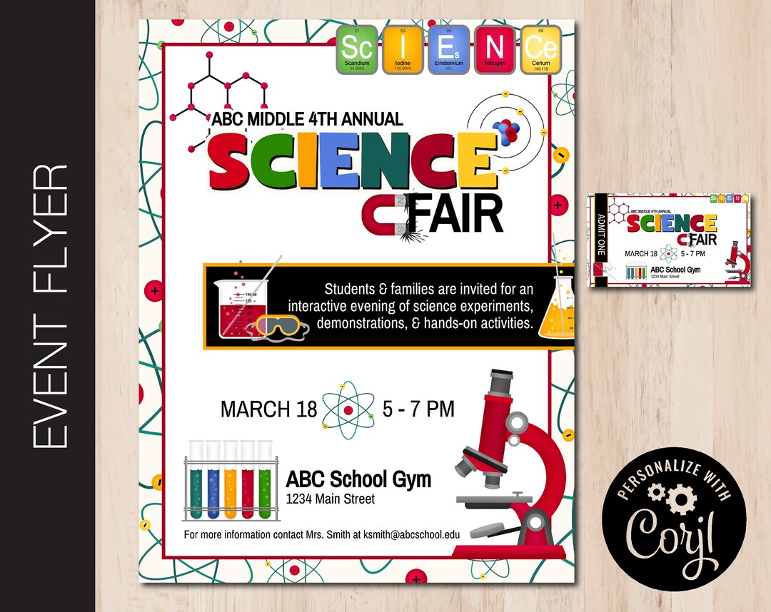 Editable Science Fair Flyer Custom Science Night Poster Event ...
