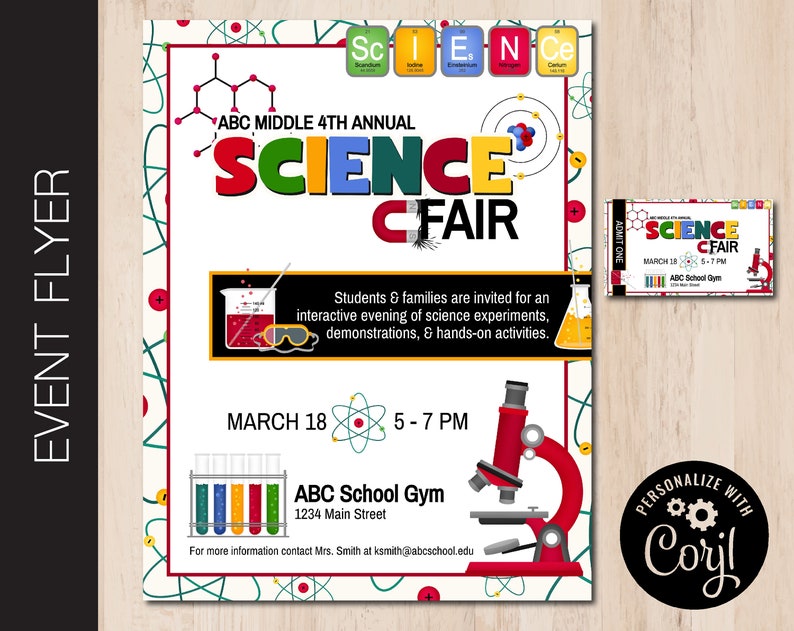 Editable Science Fair Flyer Custom Science Night Poster Event ...
