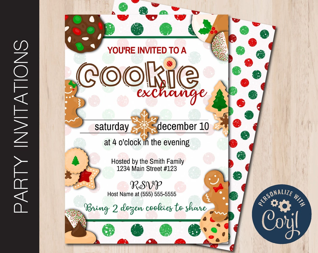 Editable COOKIE EXCHANGE Party Invitation | Christmas Party | Holiday ...