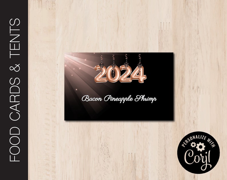 Editable NEW YEARS Eve Party Food Label Tents | NYE Party Seating ...