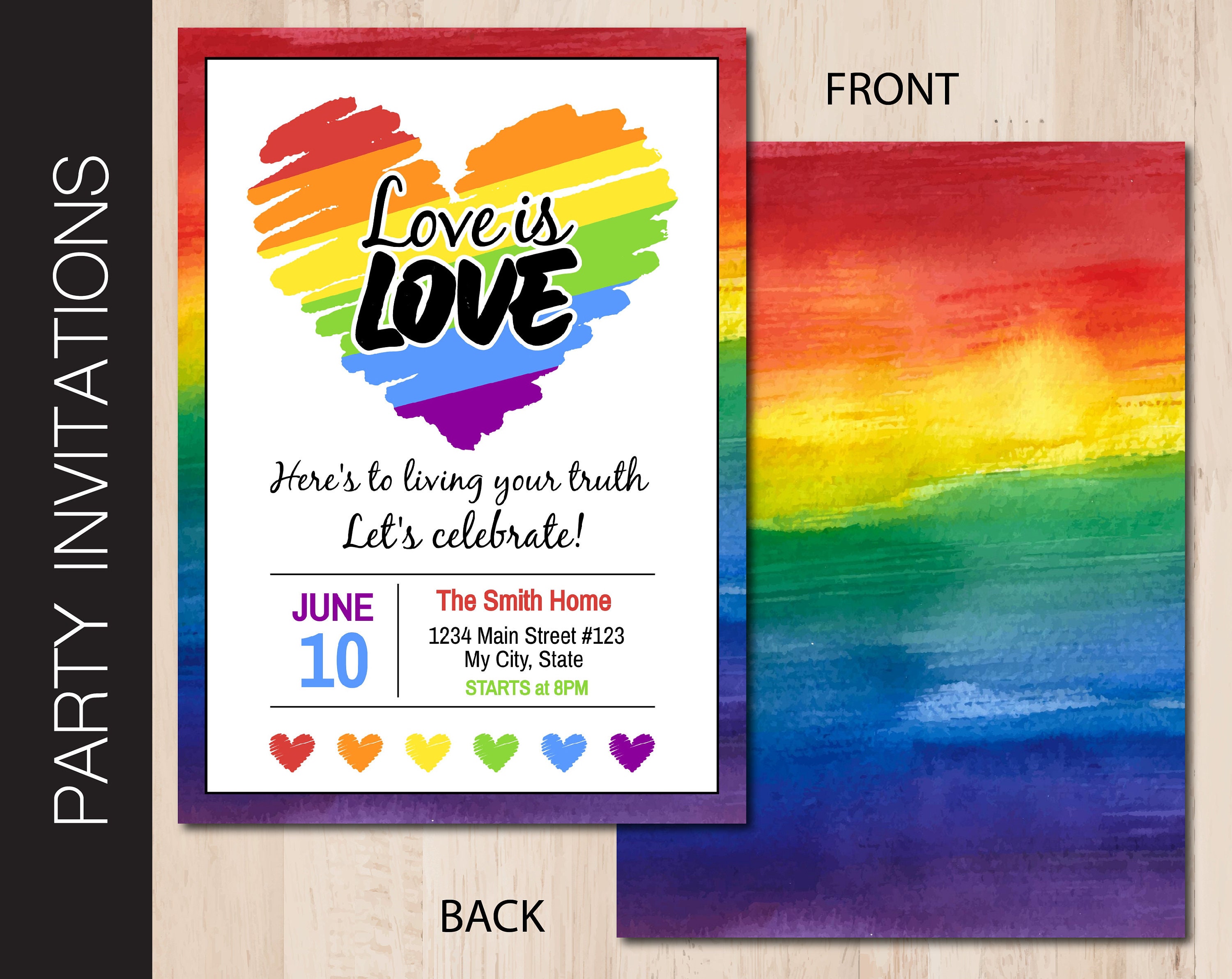 Editable LOVE is LOVE Party Invitation | Pride Party | LGBTQ+ Party ...