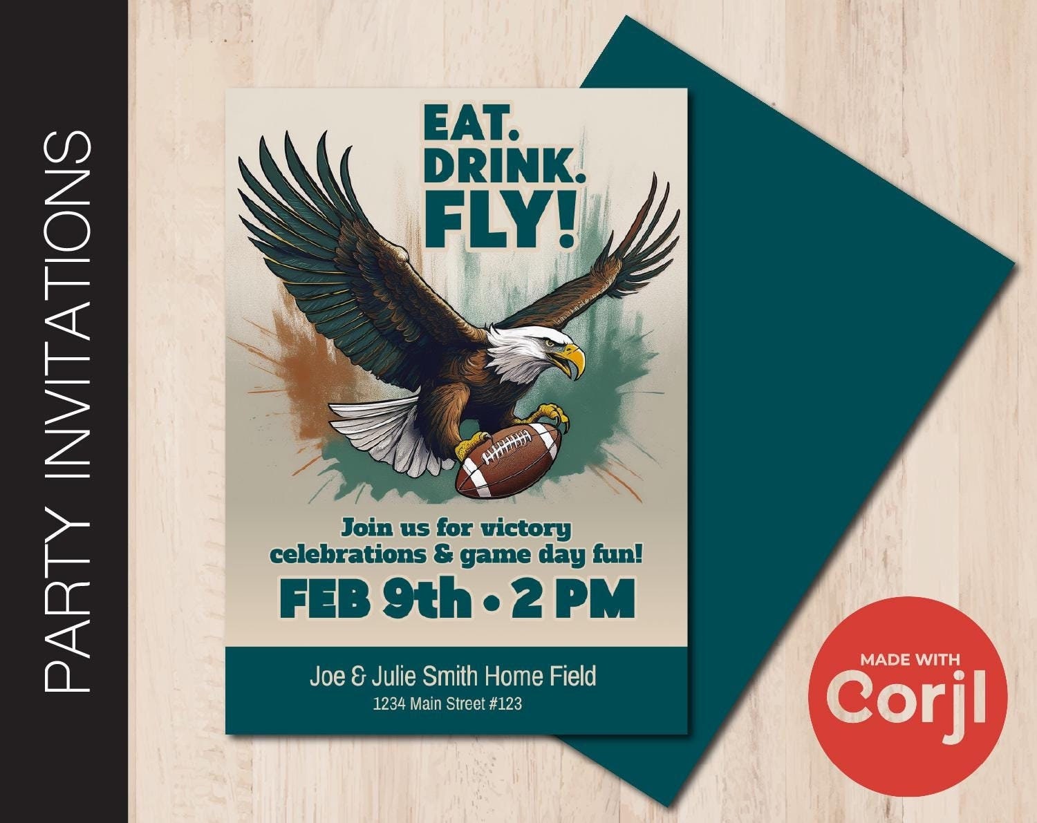 Editable Eagles FOOTBALL Party Invitation | Football Team Invite | Game ...