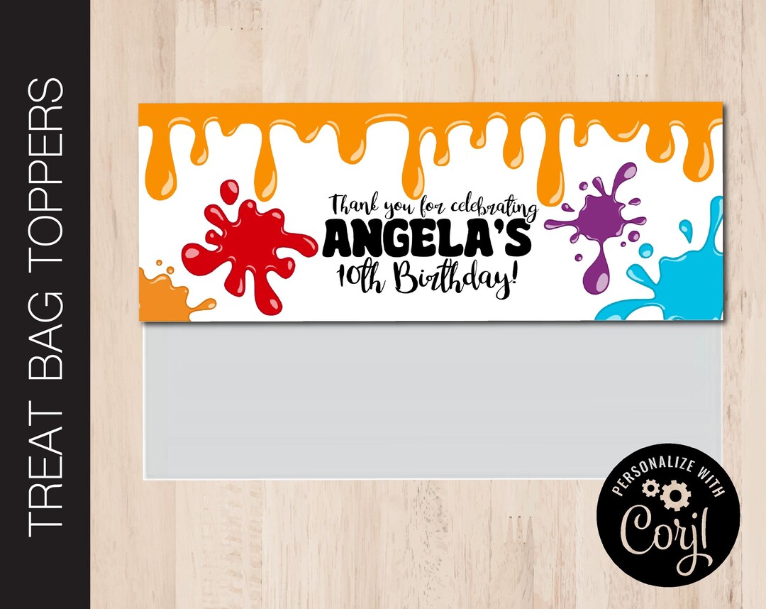 Editable SLIME Birthday Treat Bag Topper | Candy Bag | Goodie Bag ...