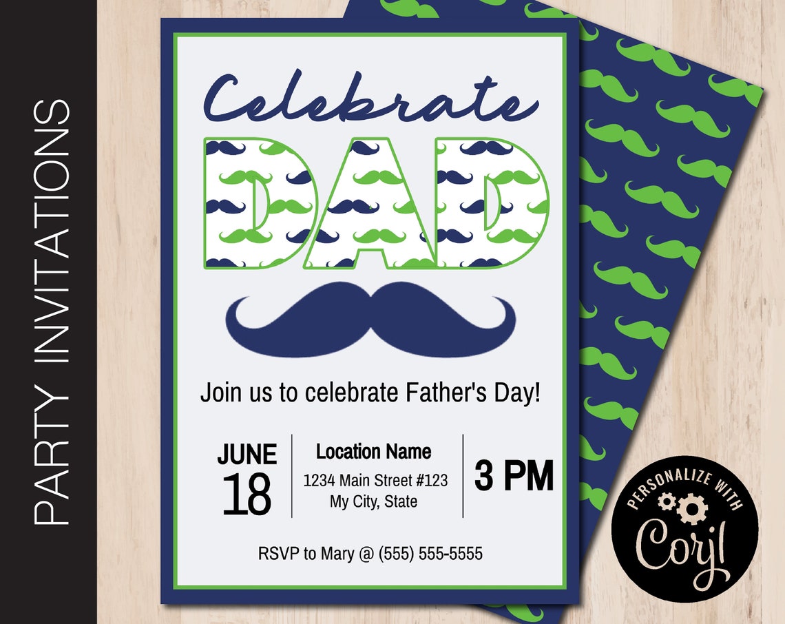 Editable DAD Celebration Invitation Celebrate Fathers Day Dads Day Dad ...
