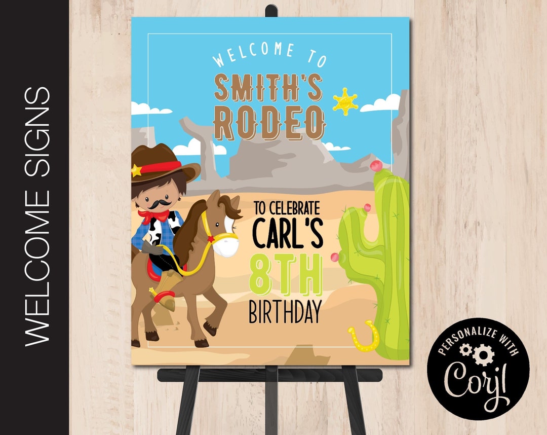 Editable RODEO Party Welcome Sign | Reception Sign | Entrance Display ...