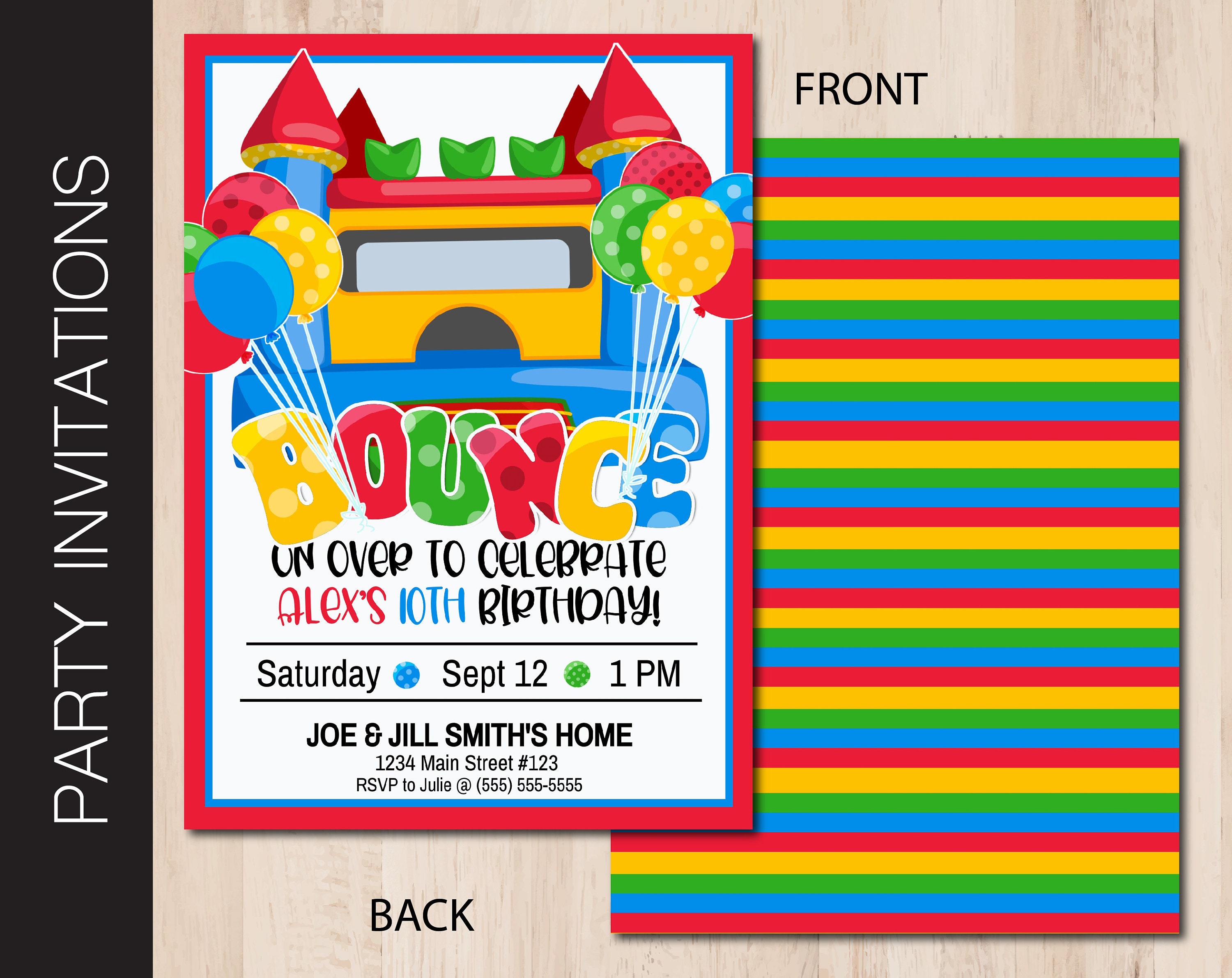 Editable BOUNCE Party Invitation Bounce House Jump Party Kids Party ...