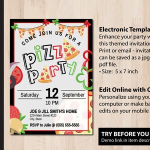Editable PIZZA Party Invitation | Family Night | Board Game Night ...