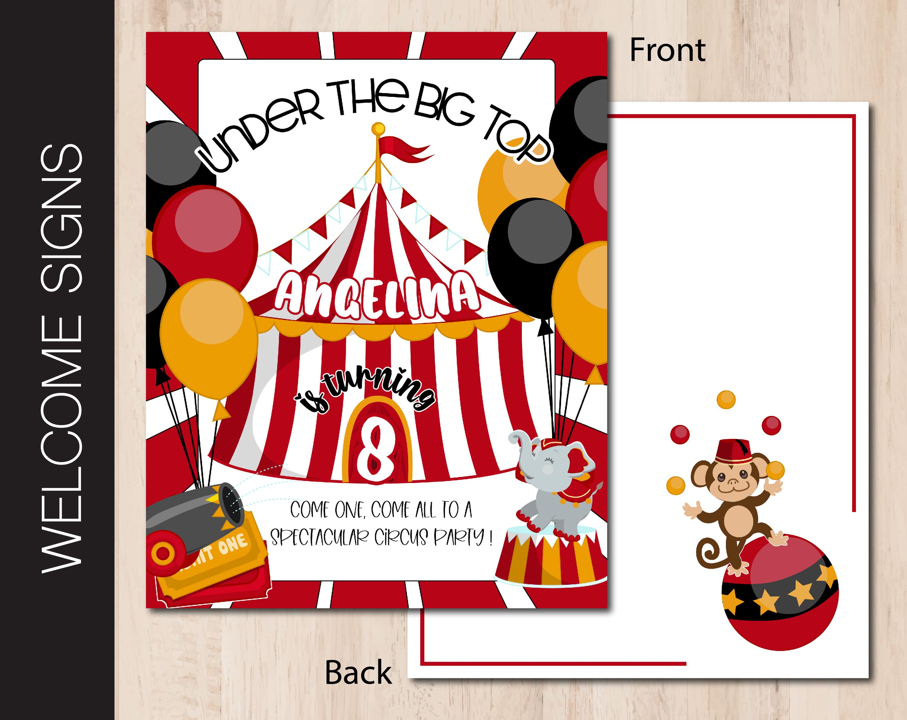 Editable CIRCUS Party Welcome Sign | Reception Sign | Entrance Display | Welcome Poster ...