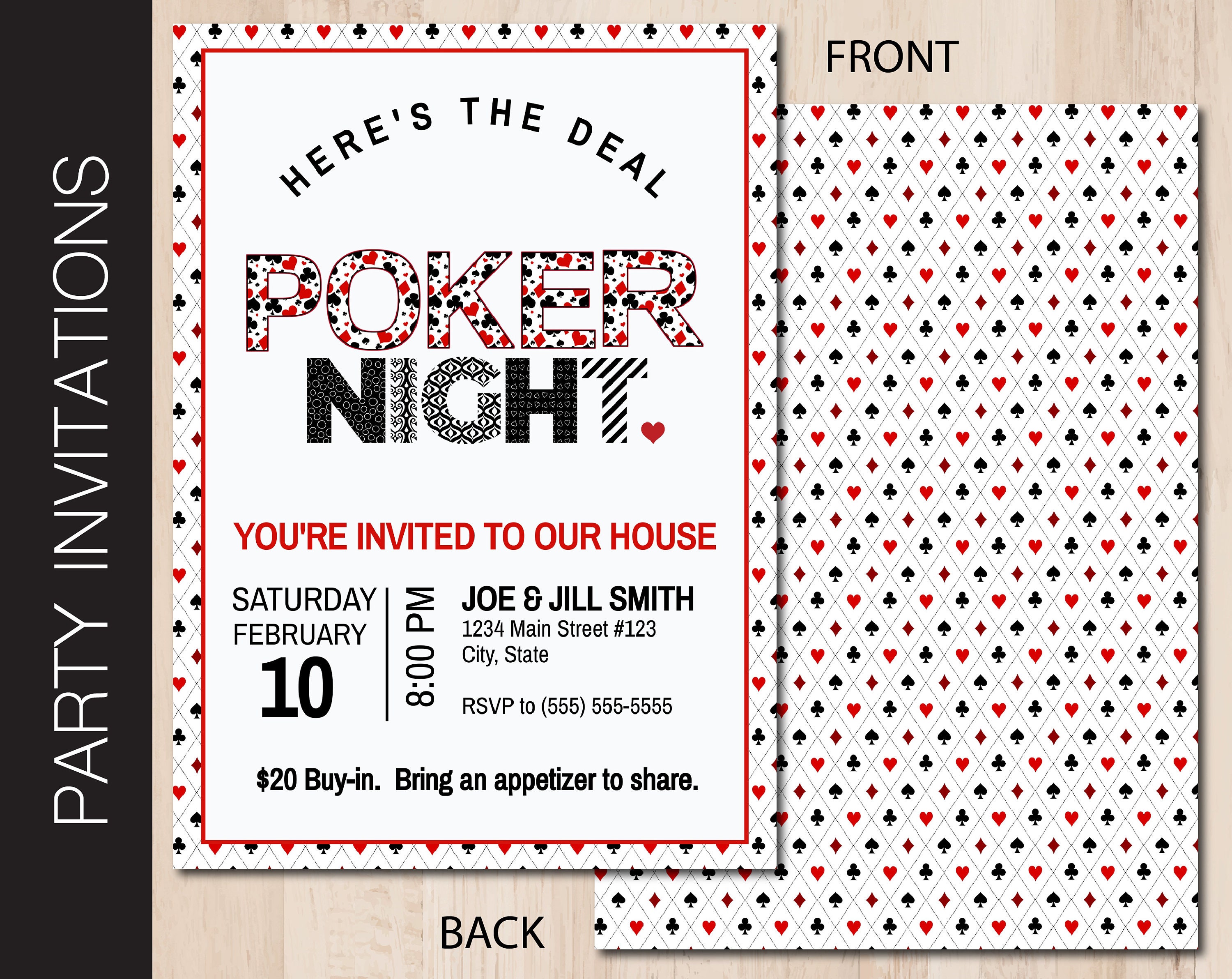 Editable POKER NIGHT Party Invitation | Poker Party | Texas Hold Em ...