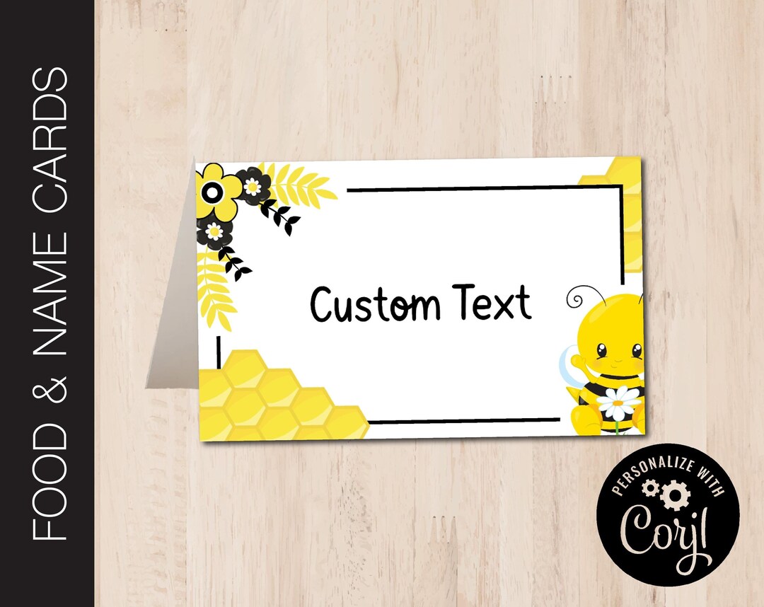 Editable Bee-day Party Food Label Tents | Party Food Placards | Party ...