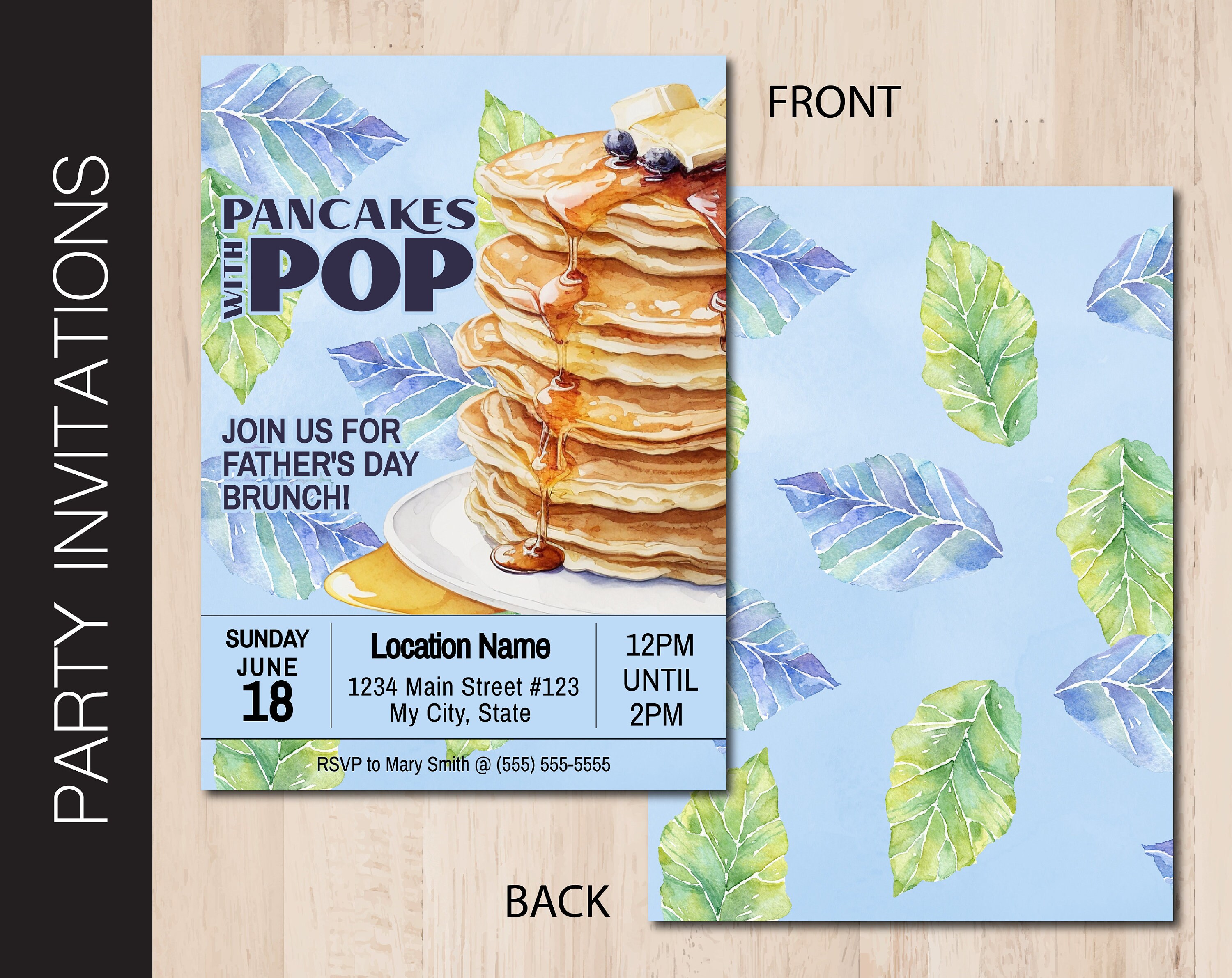 Editable FATHERS DAY Brunch Invitation | Pancakes With Pop | Birthday ...