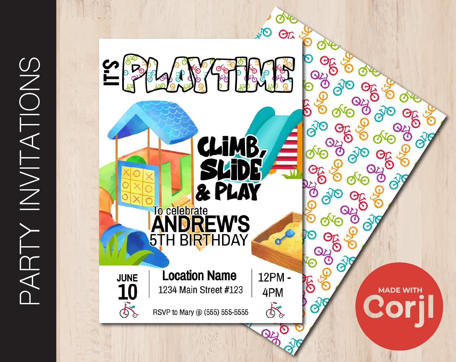 Editable Playtime Party Invitation | Playground Party | Kids Party ...