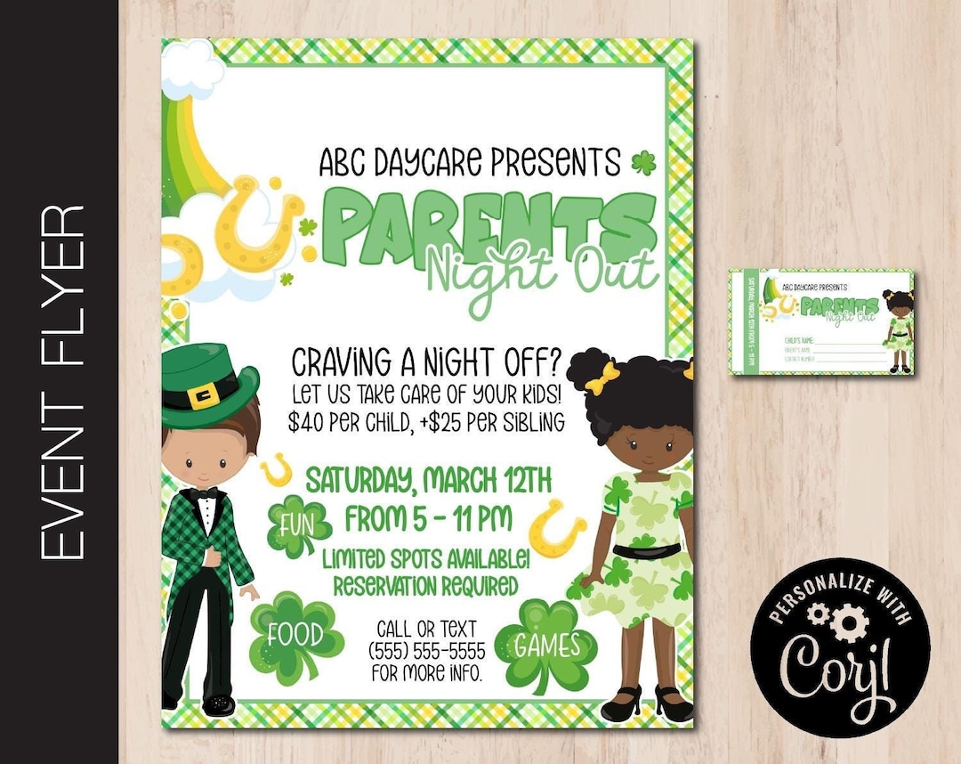 Editable Parent Night Out Flyer | Custom Date Night Poster Event Invite ...