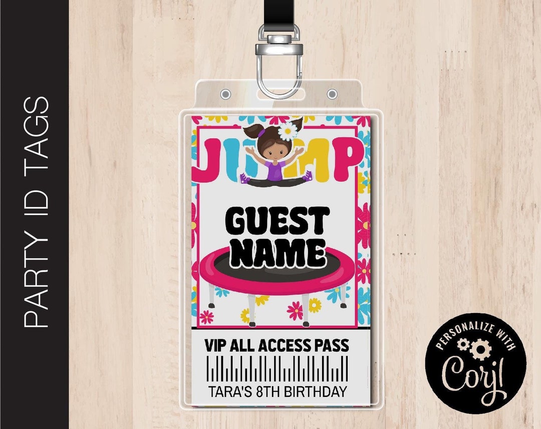 Editable JUMP Party ID Tag | Vip All Access Pass | ID Badge | Name Tag ...