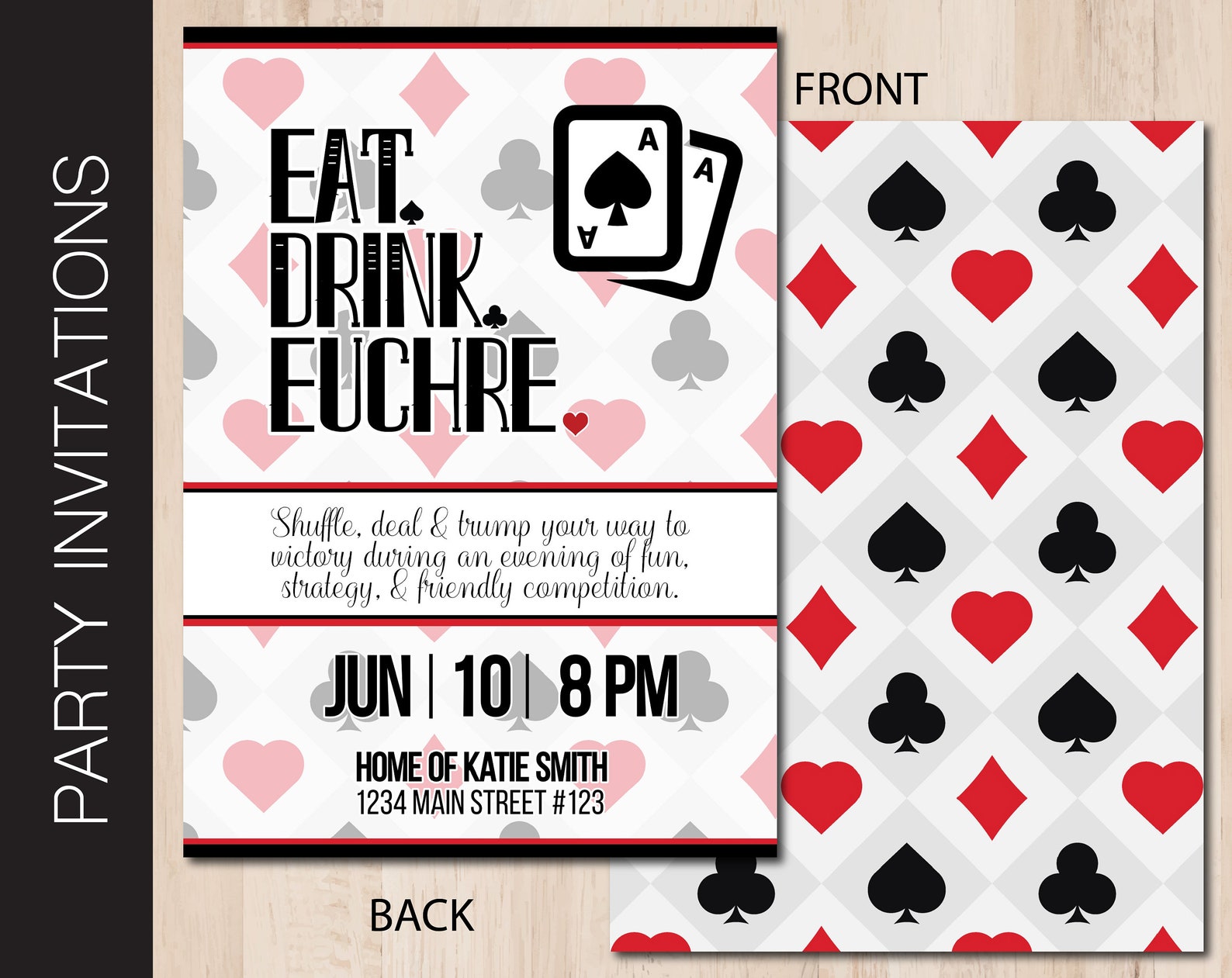 Editable EUCHRE NIGHT Party Invitation | Euchre Party | Card Night ...