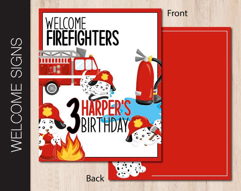 Editable FIRE TRUCK Party Welcome Sign | Reception Sign | Entrance ...