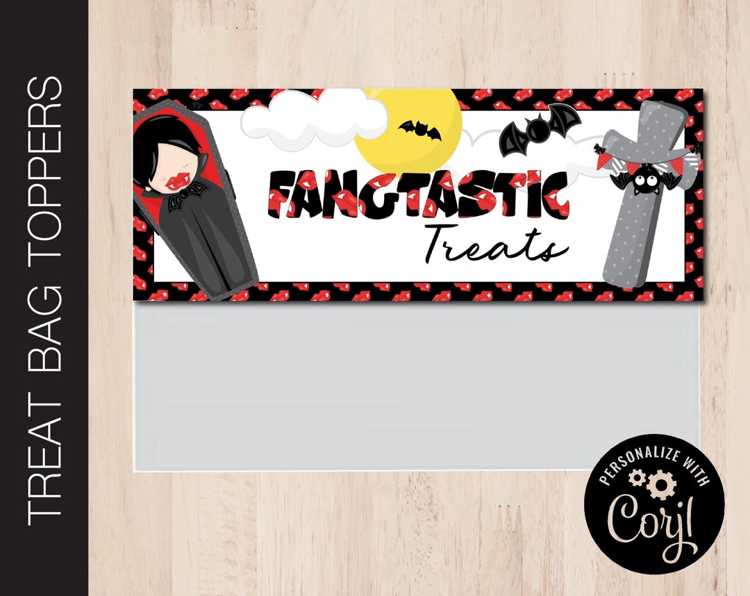 Editable Fangtastic HALLOWEEN Treat Bag Topper | Candy Bag | Goodie Bag ...
